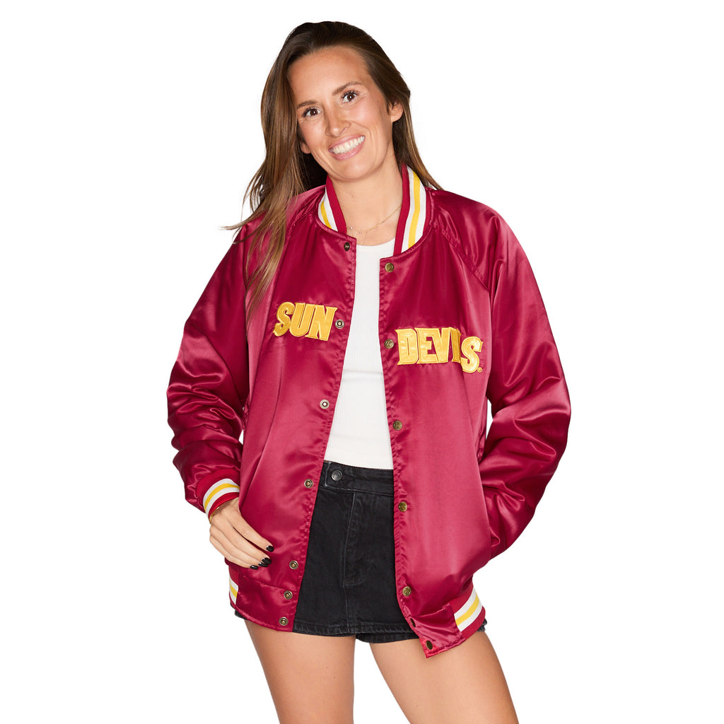Arizona State ASU Satin Letterman Bomber Jacket – lojobands