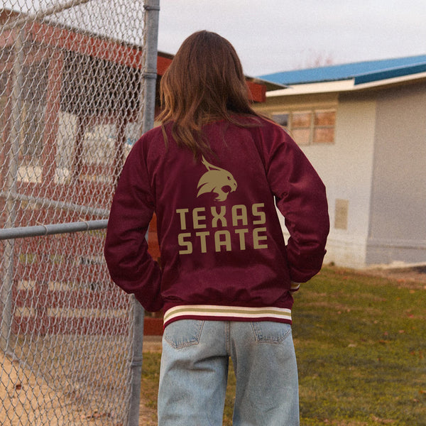 Texas State Satin Letterman Bomber Jacket – lojobands
